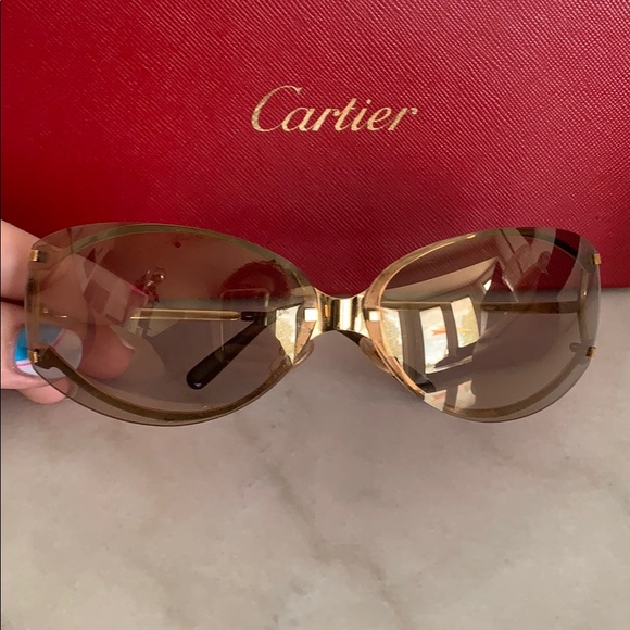 Cartier | Accessories | Vintage Cartier Cat Eye Rimless Sunglasses ...